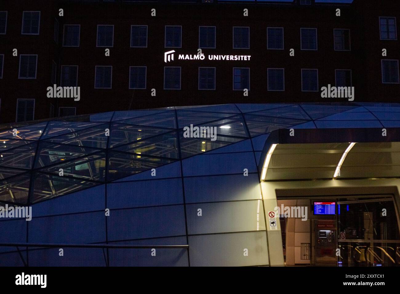 Triangeln Metro station in Malmo, Sweden seen in night light Stock ...