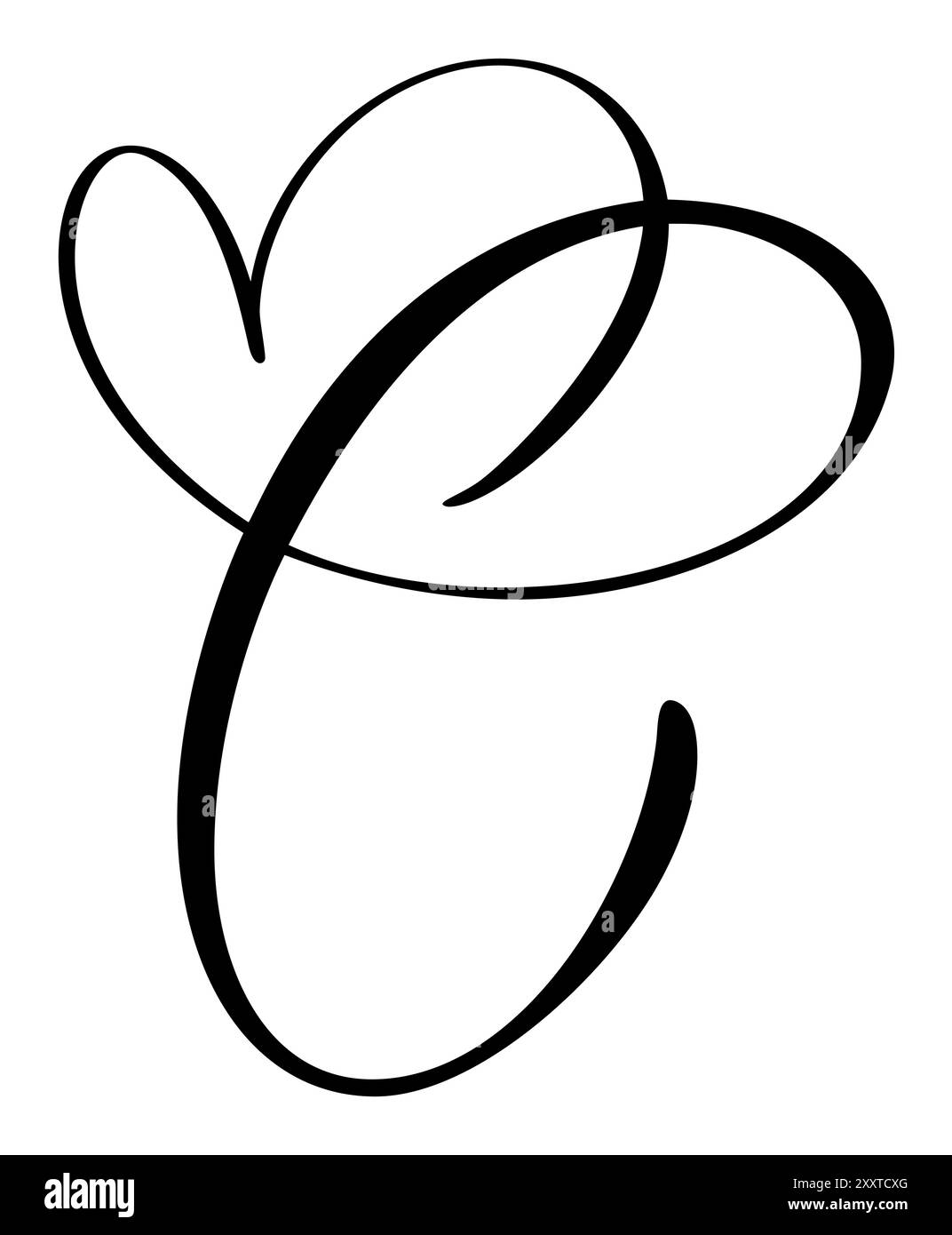 Hand drawn vector calligraphy love letter C. Vintage heart monogram ...