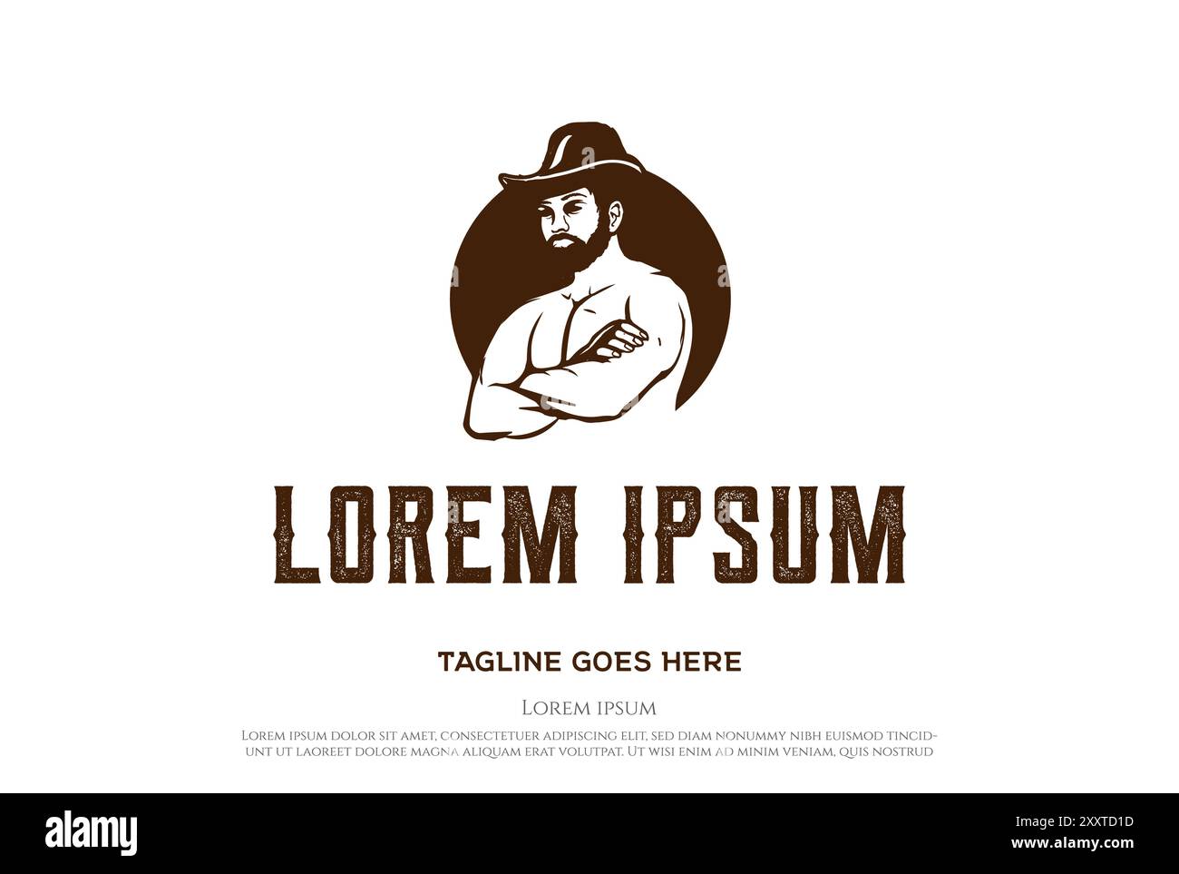 Man Male Muscular Cowboy Fitness Gym Sport Logo Design Vector Stock ...