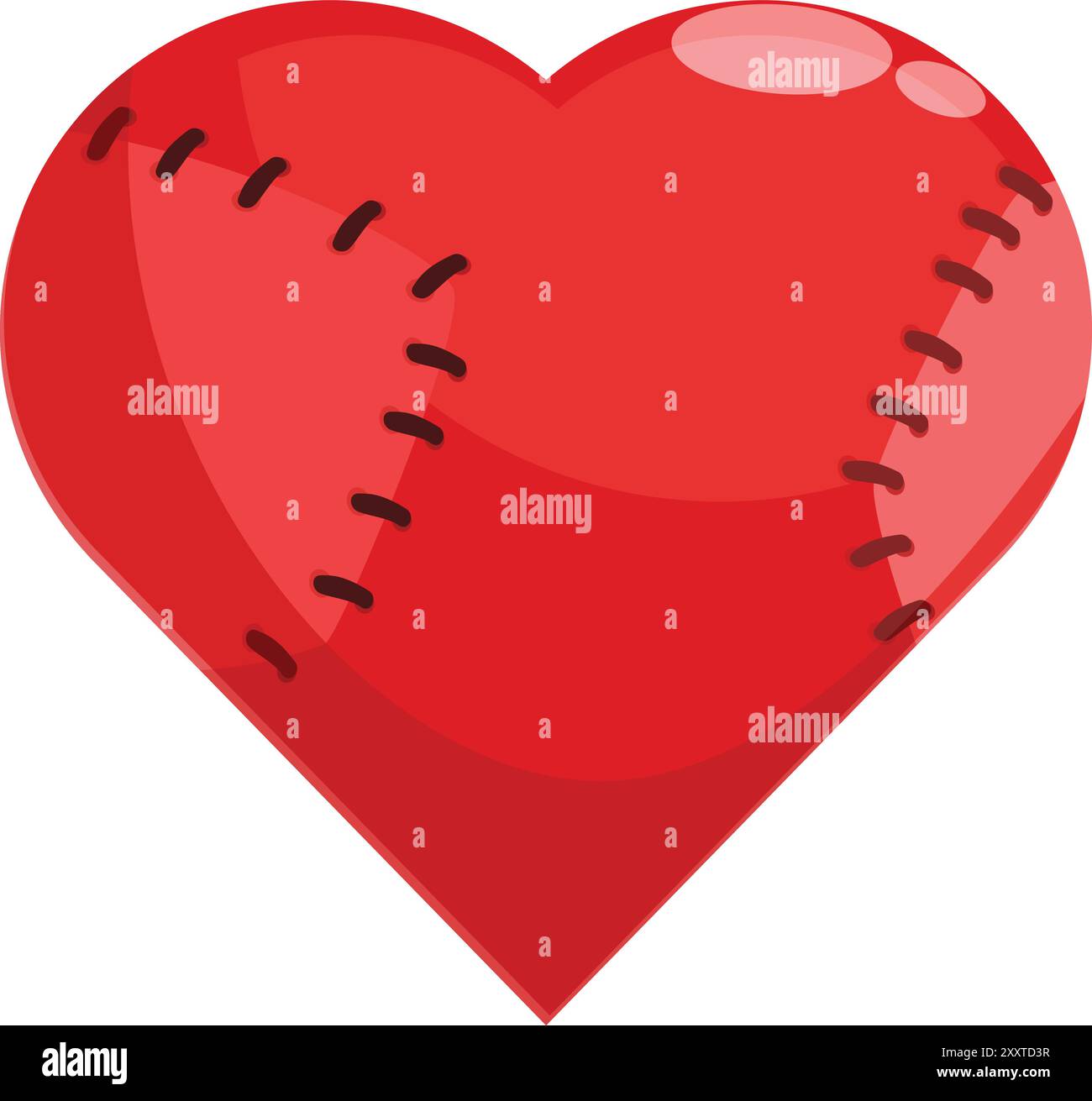 Bright red heart with black stitches, symbolizing healing and recovery ...