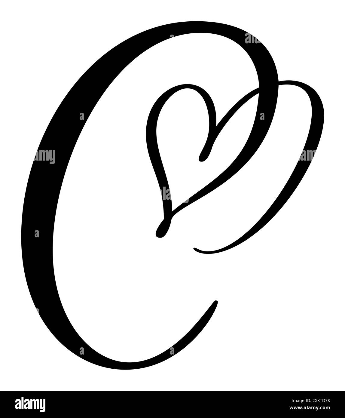 Vector Vintage heart letter monogram logo C. Love Calligraphy element ...