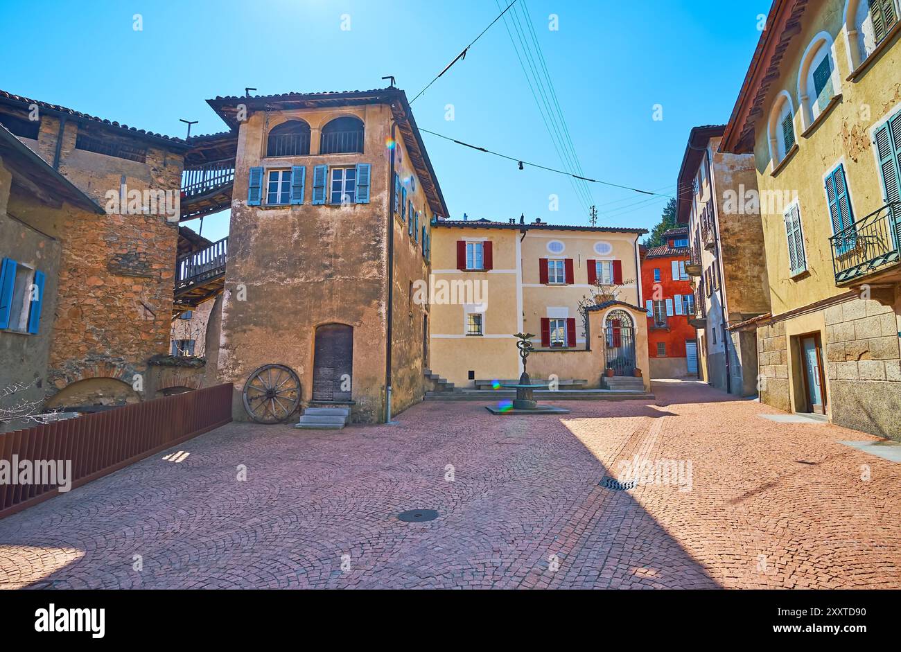 CARONA, SWITZERLAND - MARCH 22, 2022: The medieval Piazza Montaa with ...