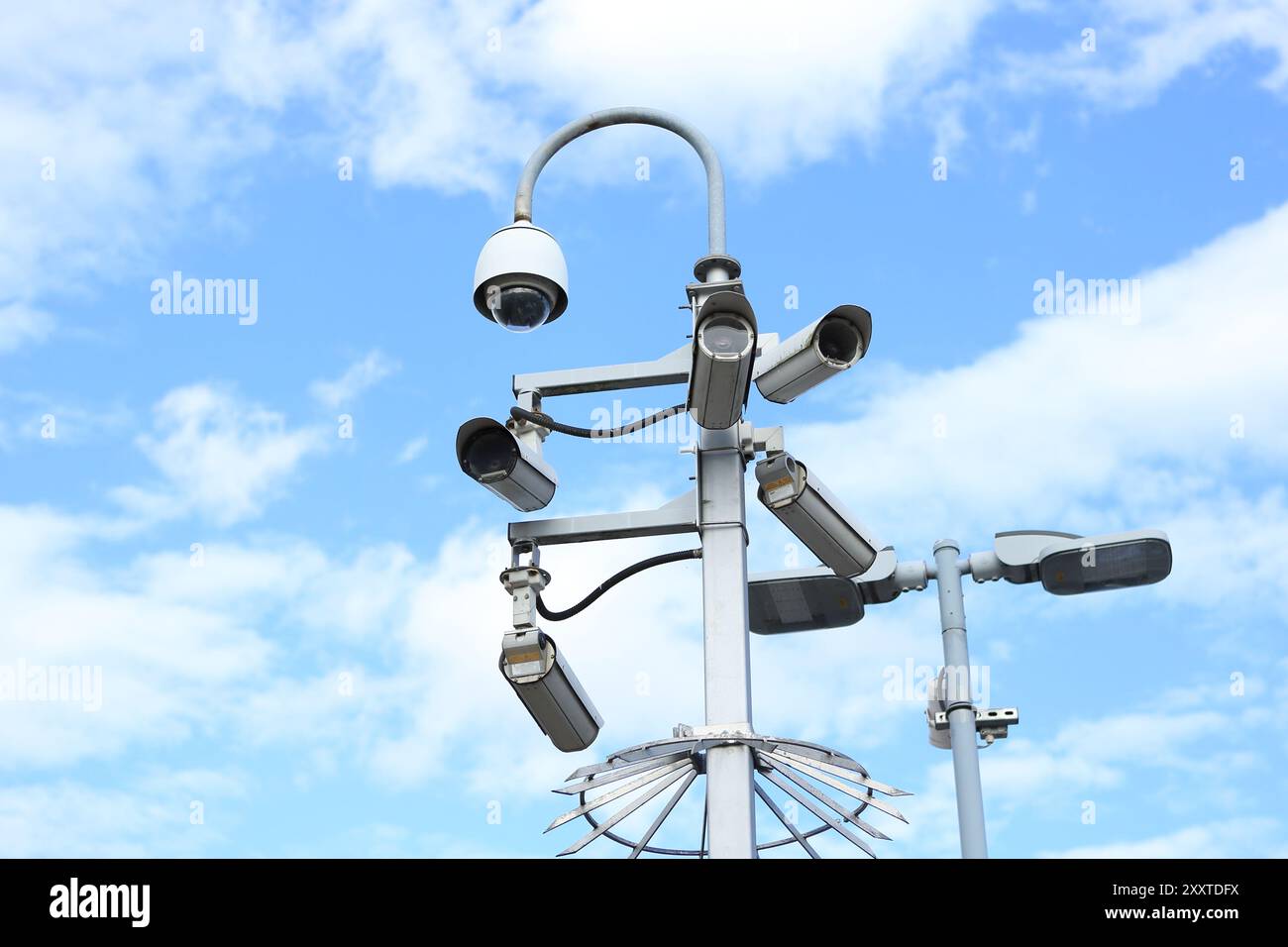 CCTV surveillance cameras multiple cameras pointing in several ...