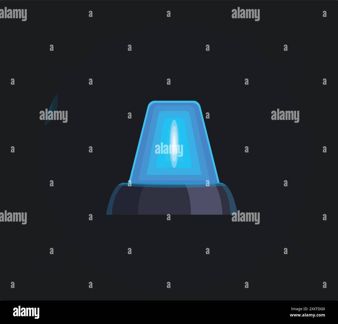 Blue siren light is flashing in the dark, bringing attention to an ...