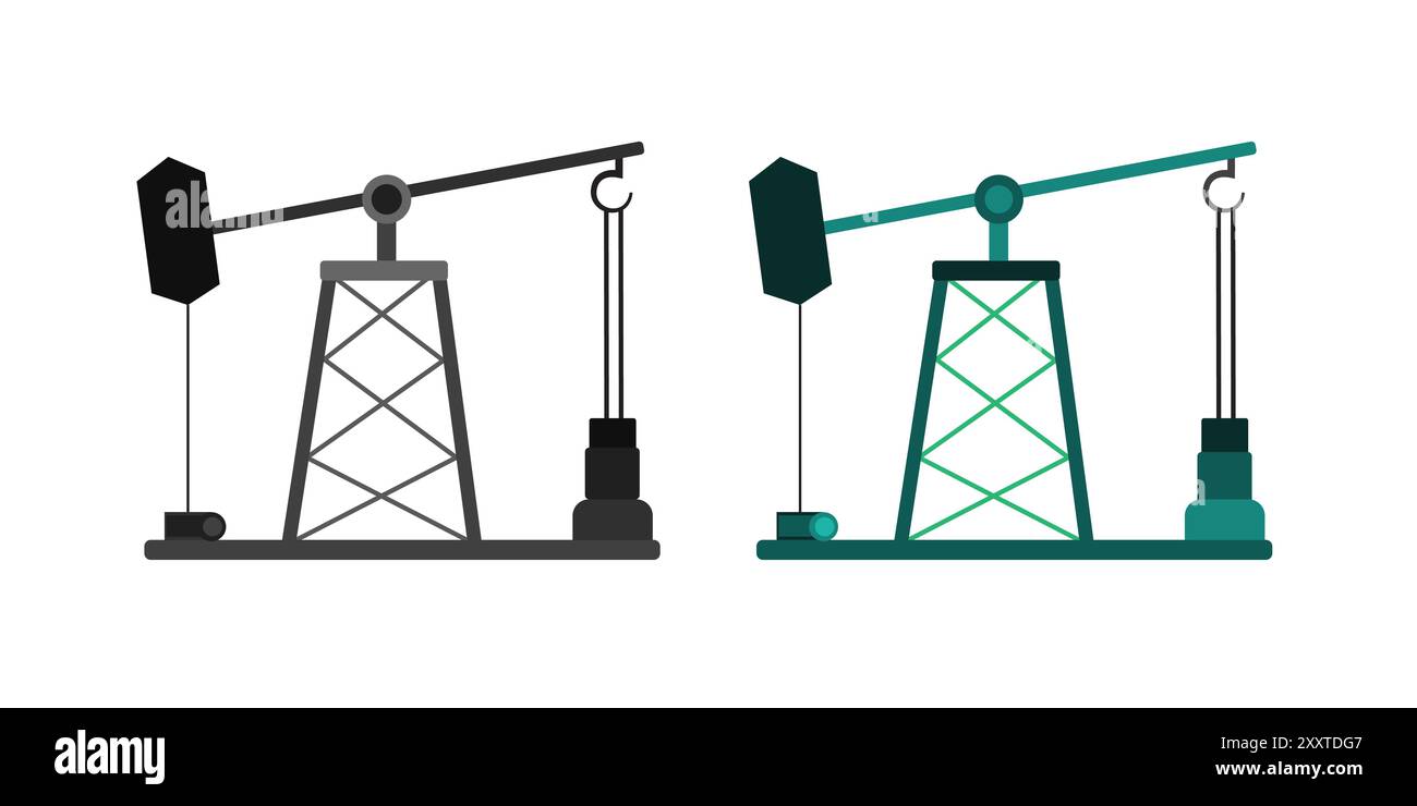 Oil extraction rig vector, crude derrick oilfield industry icon Stock ...