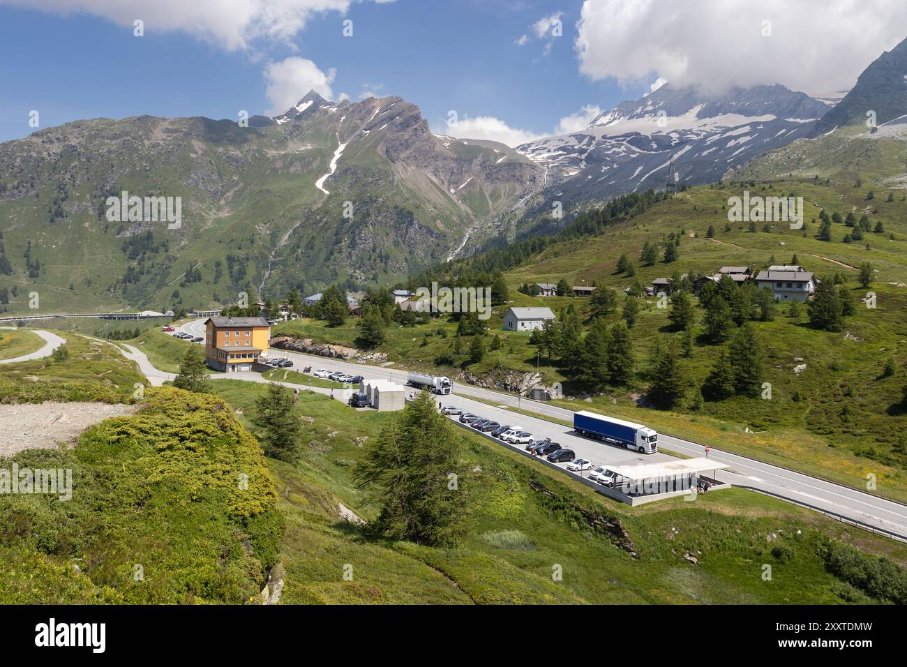 Sumer view of the famous Simplon Pass Road connecting Switzerland and ...
