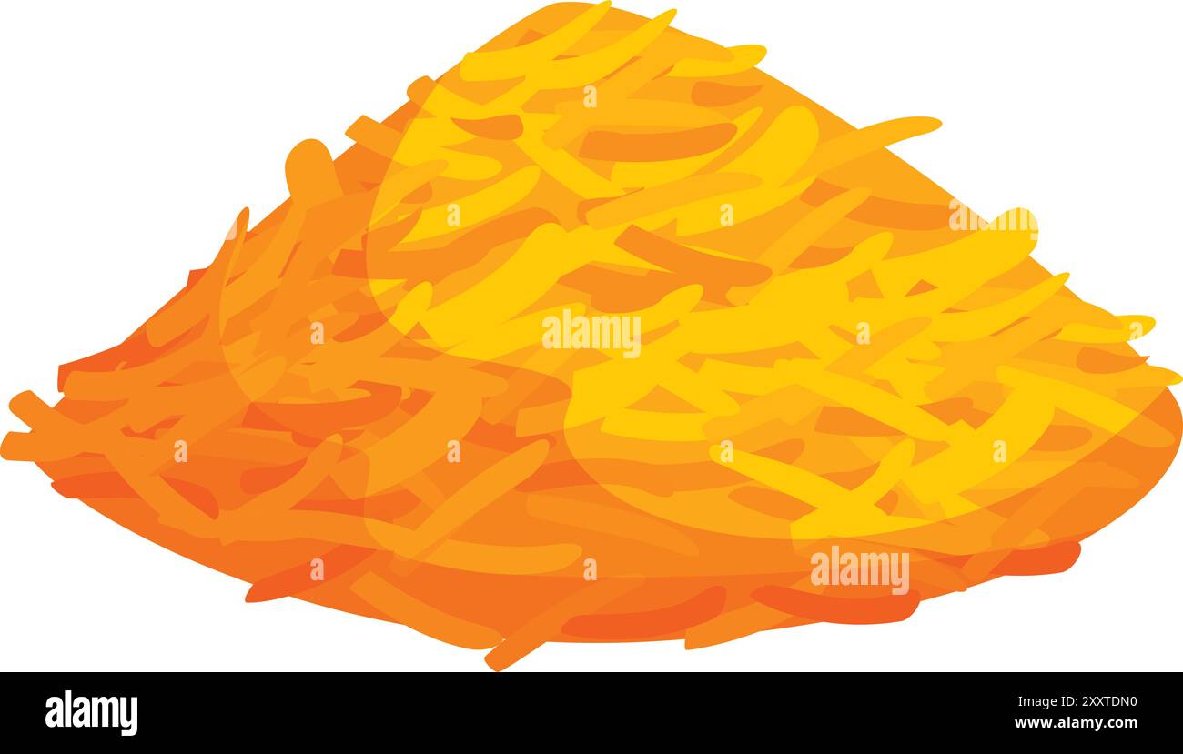 Pile of grated cheddar cheese forming a hill isolated on white ...