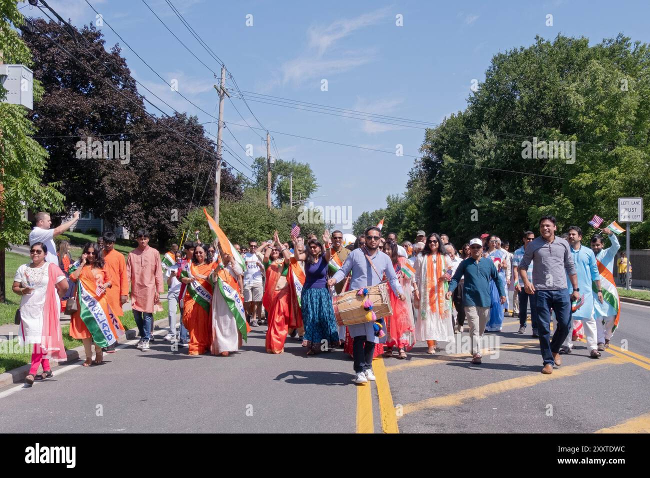 A happy group of marchers celebrate the anniversary of India's ...