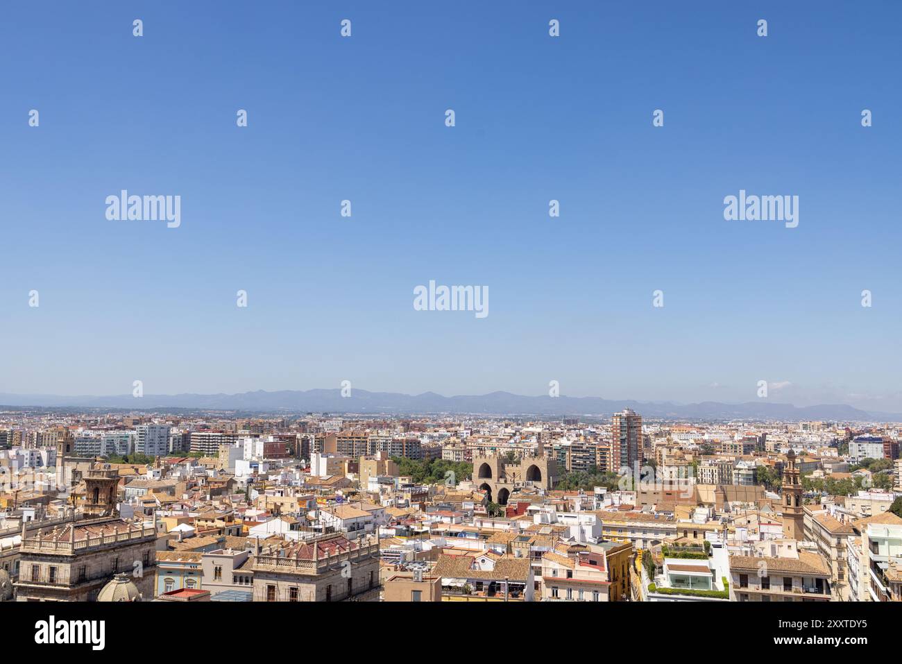 Aerial drone photo of the city centre of the Spanish city of Valencia ...