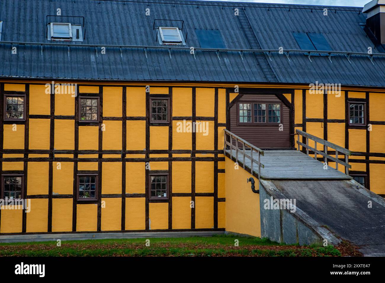 Yellow classical half-timbered house in Kristianstad, Sweden Stock ...
