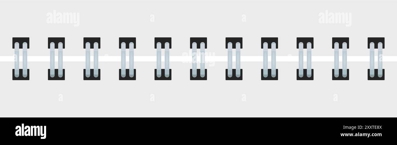 Double wire binding spines in a row isolated on white background Stock ...