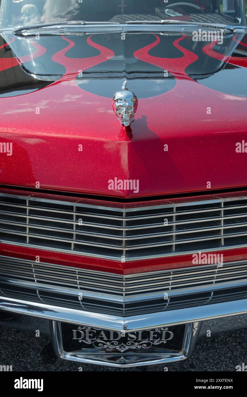 The front gill of a 1964 Cadillac hearse called the Dead Sled. At the ...