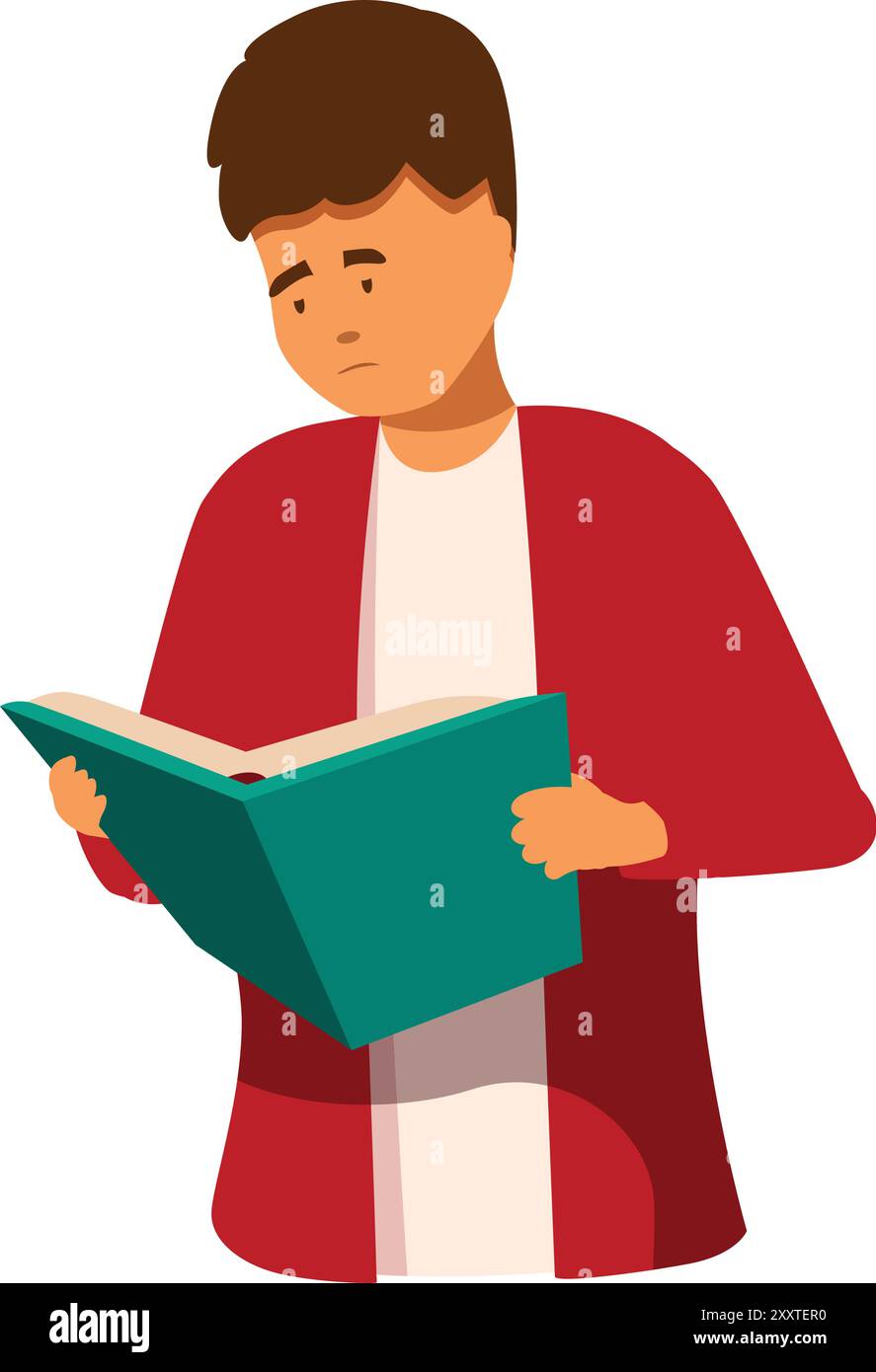 Confused man reading book Stock Vector Images - Alamy