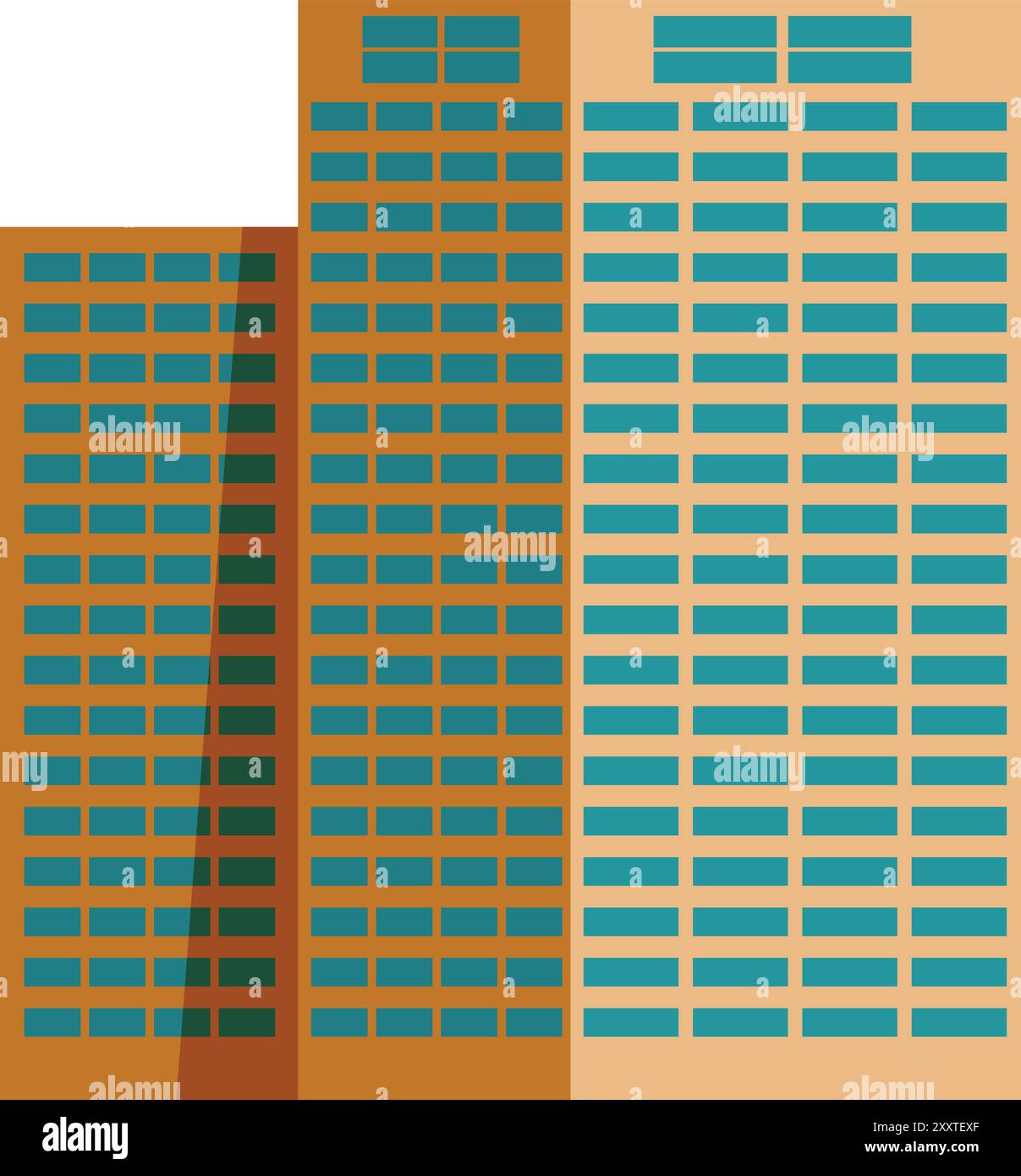 Three modern buildings with glass windows facade forming a big city downtown business district ...