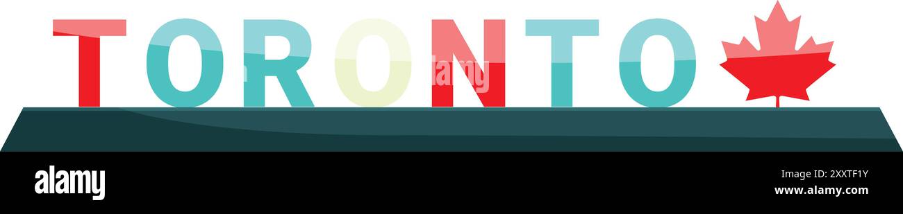 Colorful toronto sign with a maple leaf representing tourism and travel ...