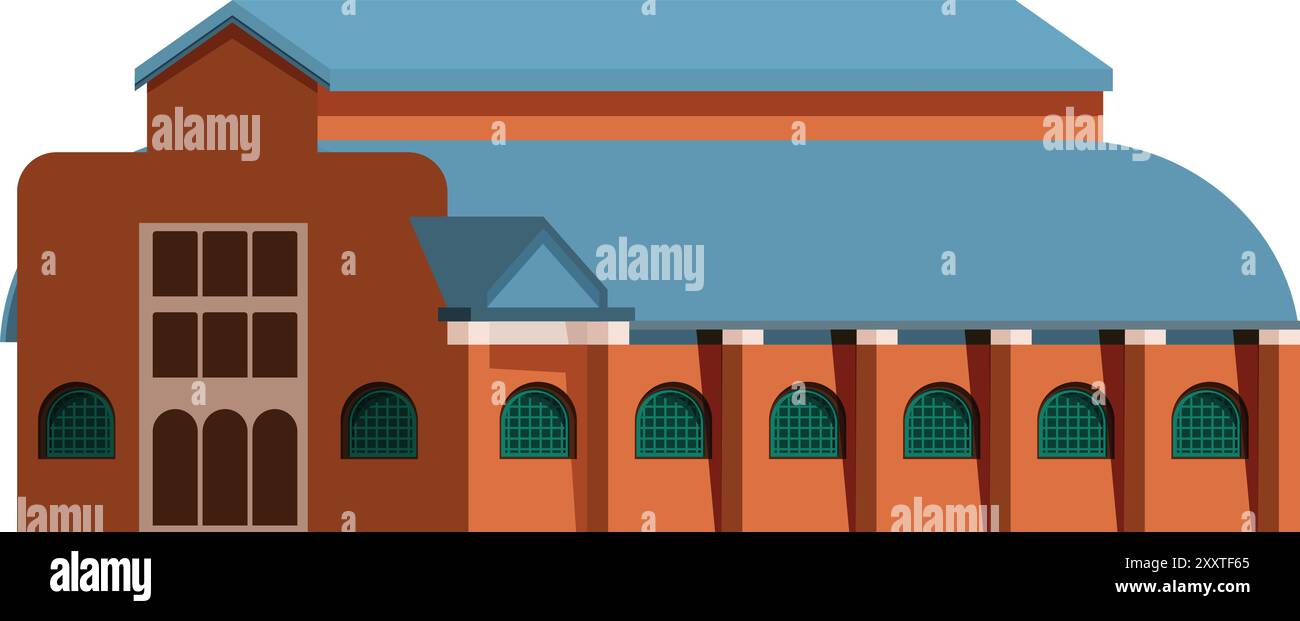 Large modern warehouse panoramic view Stock Vector Images - Alamy