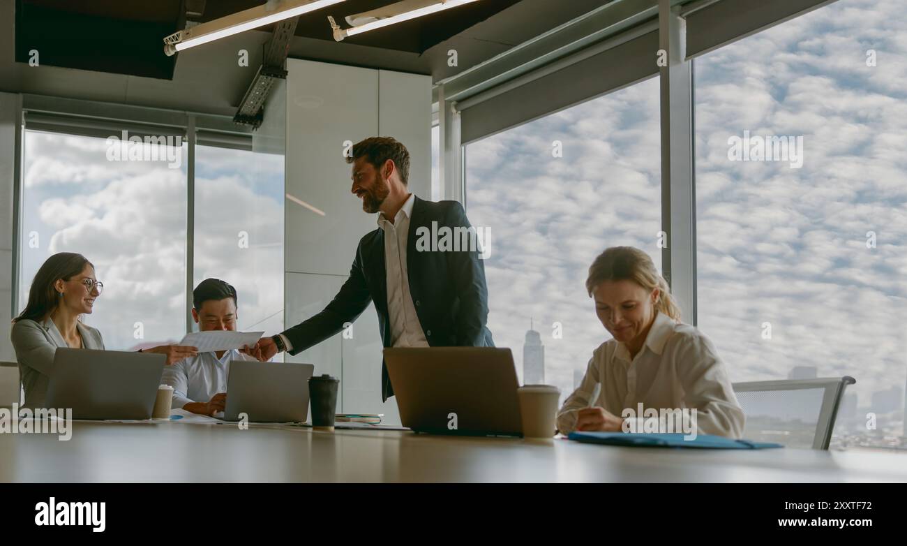 Engaging Collaborative Team Meeting in a Modern Office Environment with Creative Ideas Stock ...