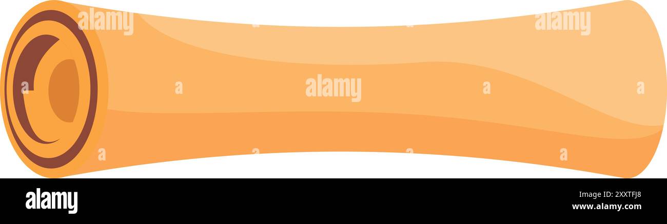 Ancient papyrus scroll lying horizontally isolated on white background ...