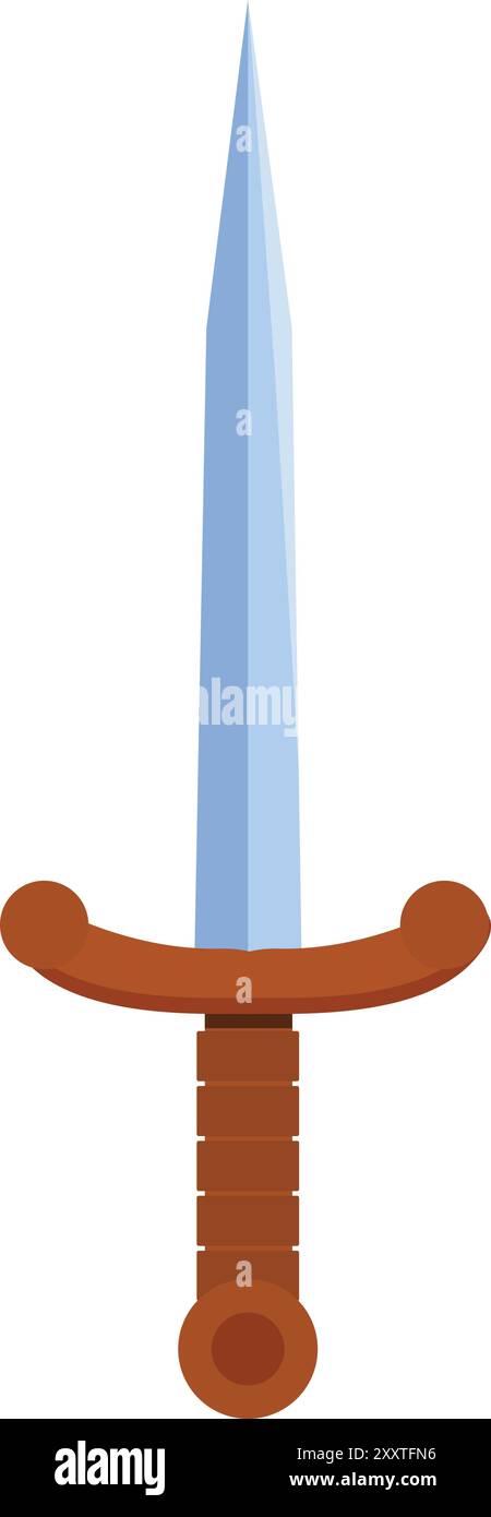 Cartoon style sword with a brown handle and a long, sharp, silver blade ...