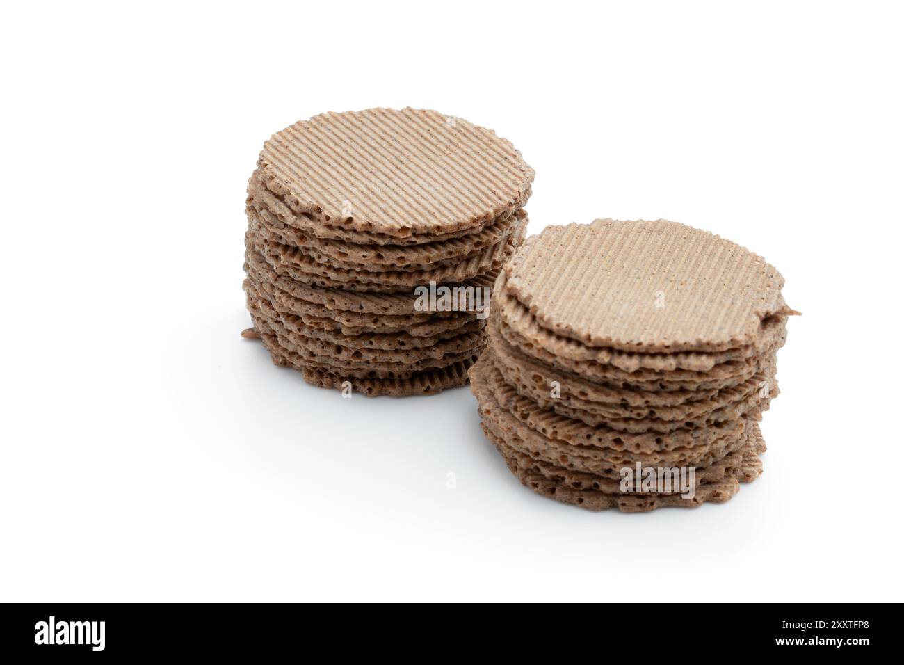 Stack of thin round rye crispbreads isolated on white Stock Photo - Alamy