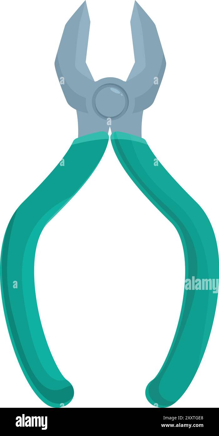 Green hand tool pliers holding metal pincer isolated on white ...