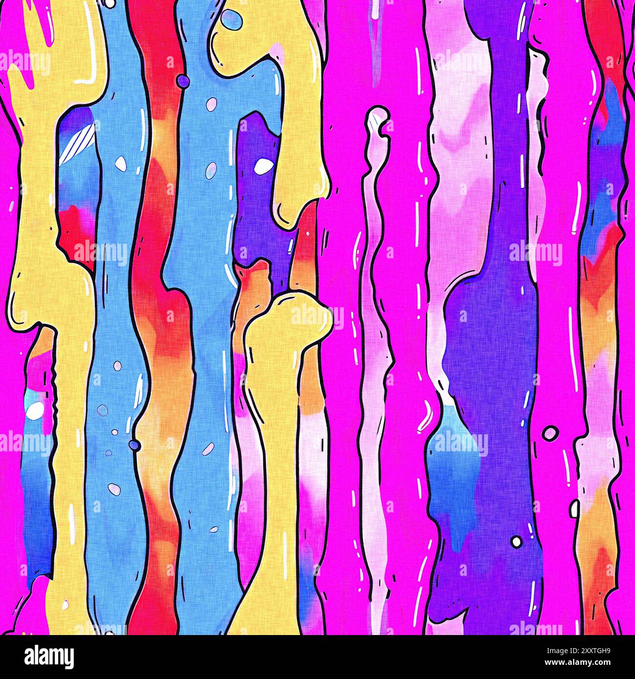 Fun dripping paint effect digital pattern with whimsical ink splodge ...