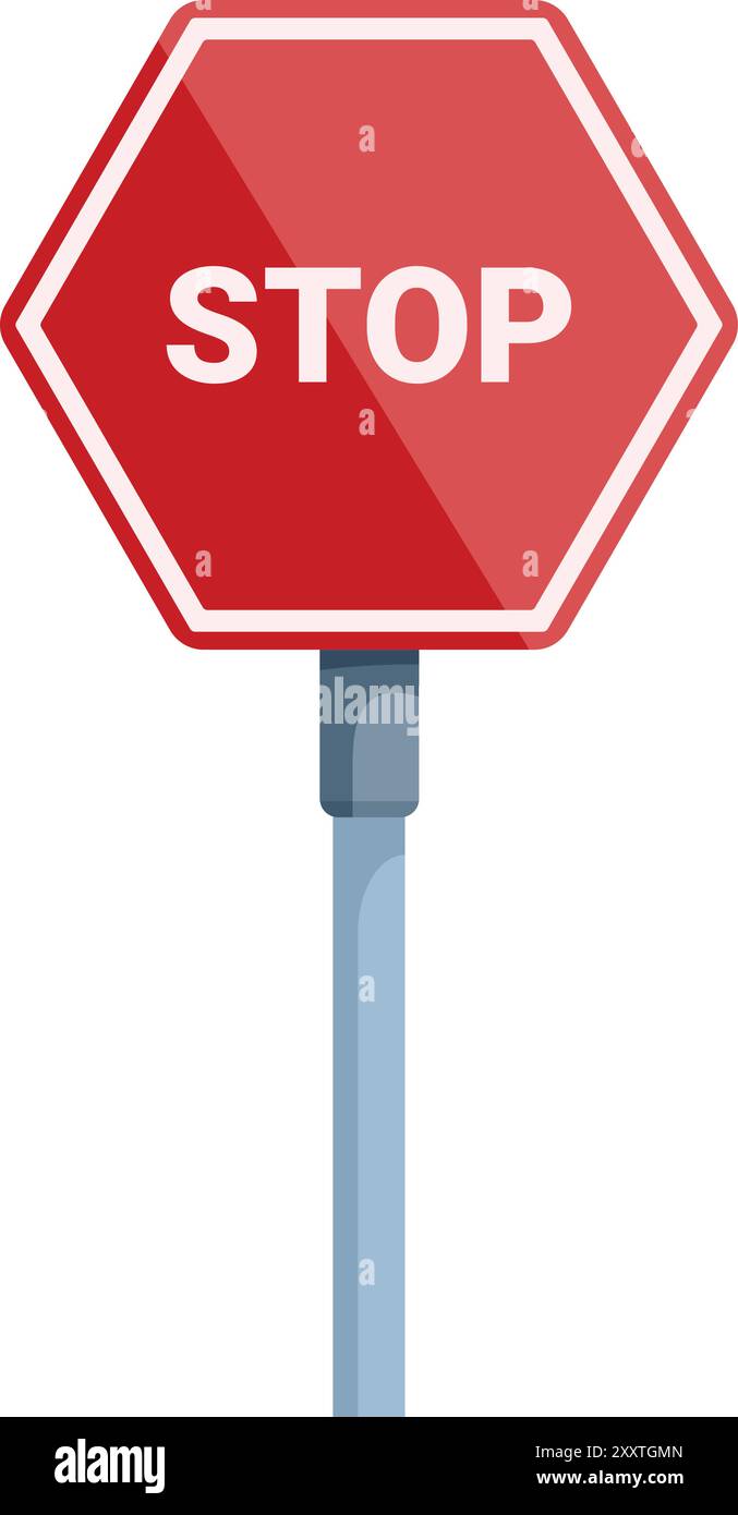 Red stop sign is standing on the road and giving a signal to stop Stock ...