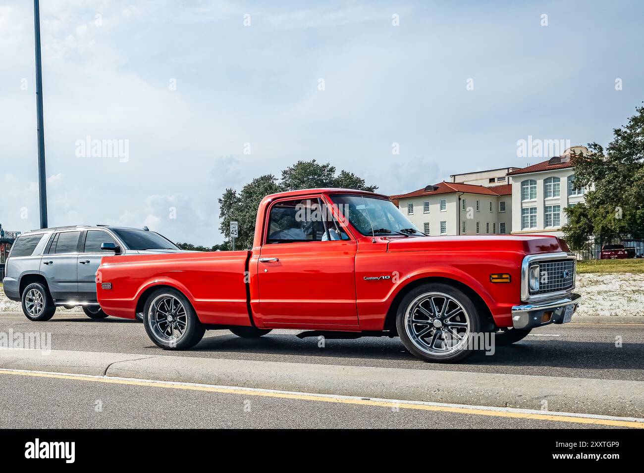 Gulfport, MS - October 05, 2023: Wide angle side view of a 1972 ...