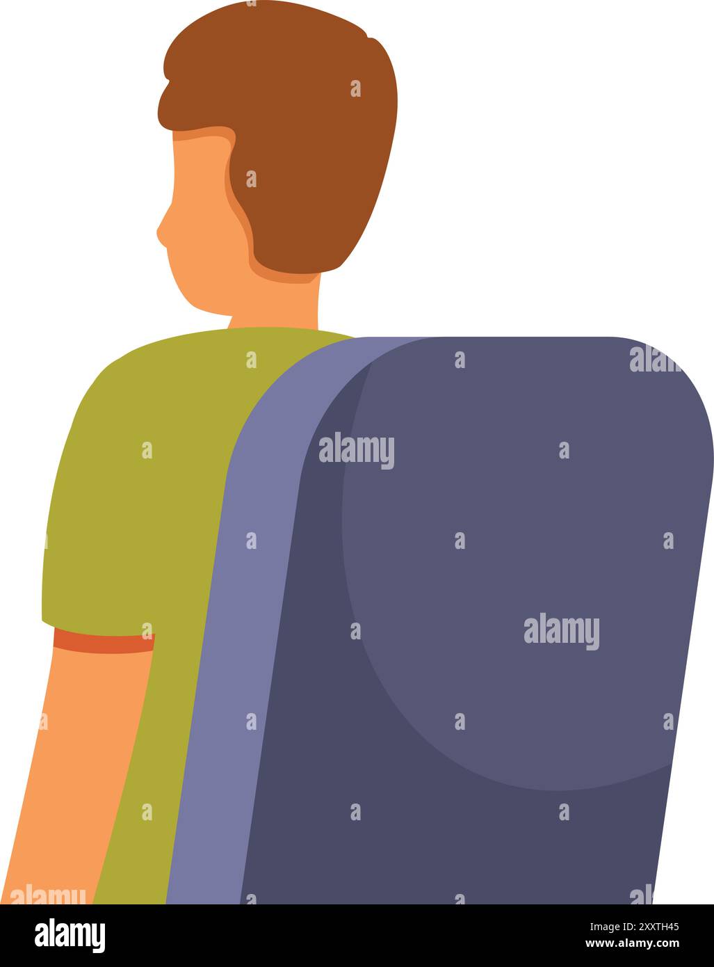 Young man is sitting on a chair with his back turned in a waiting room ...