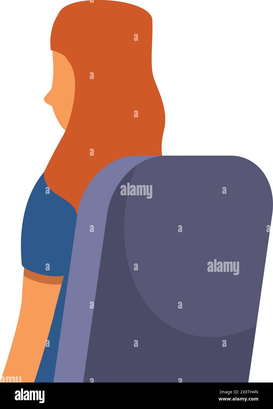 Redhead woman office worker sitting on chair back view Stock Vector ...