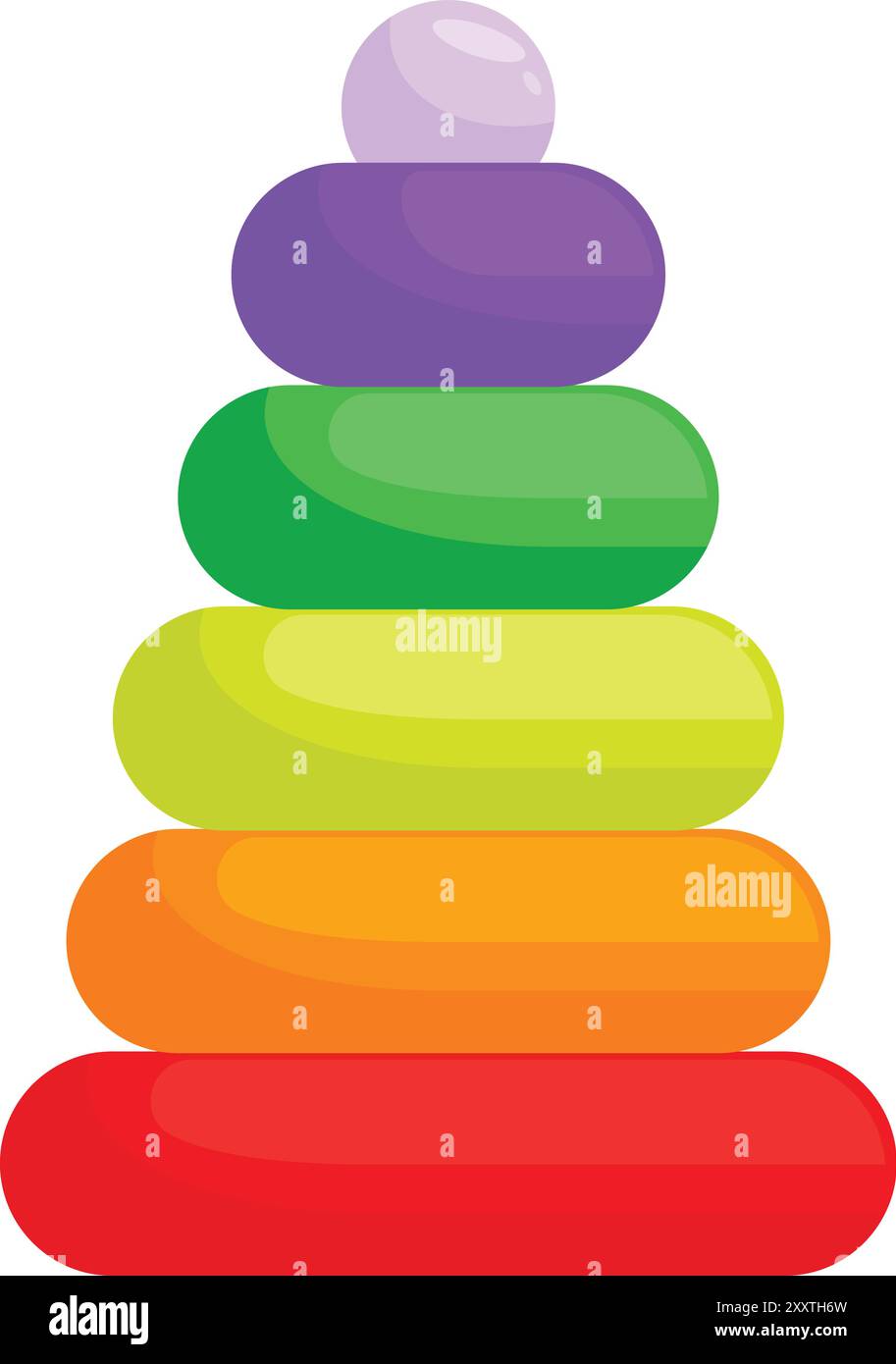 Classic children's toy with colorful rings stacked in order of size ...