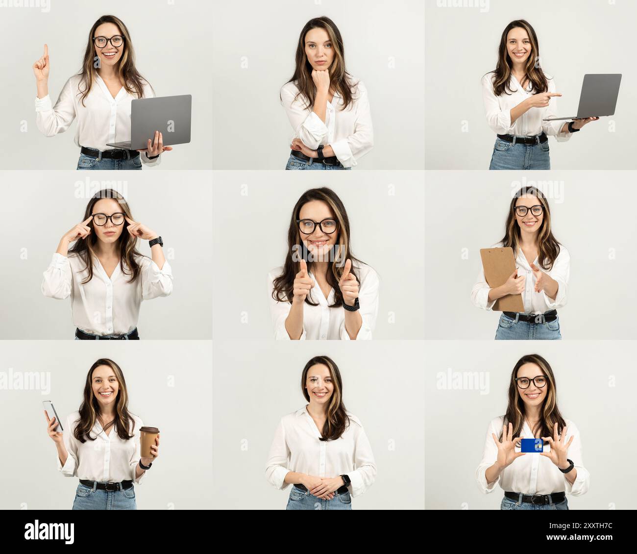 Engaging Professional Woman Demonstrating Various Expressions and ...