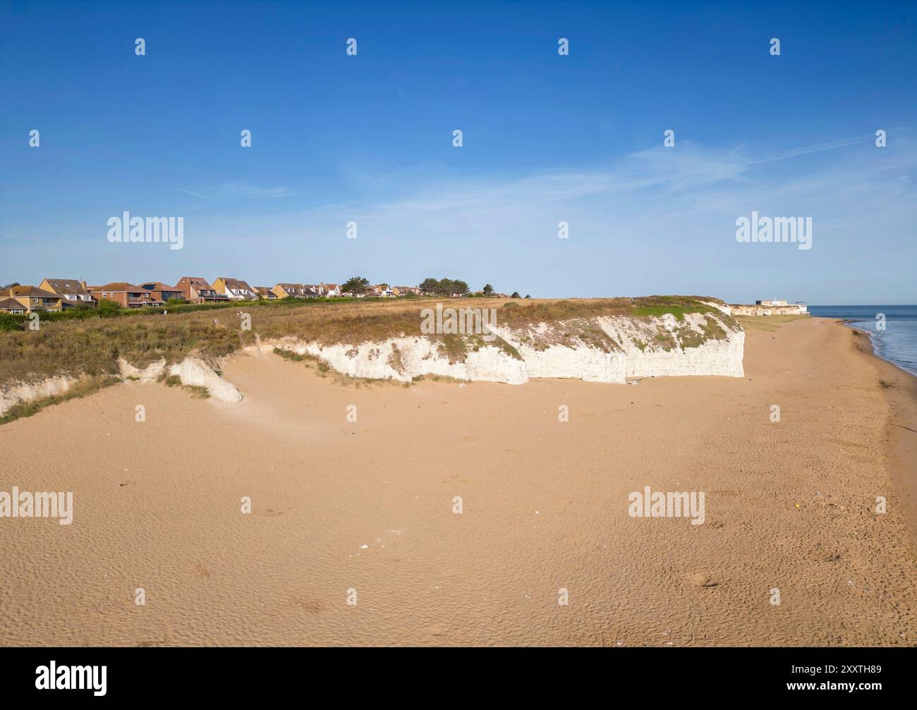 aerial views of the beach and chalk cliffs at Botany bay on the kent ...