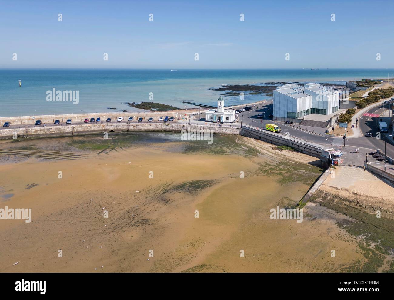 aerial view of the vast beach and turner gallery at margate on the ...