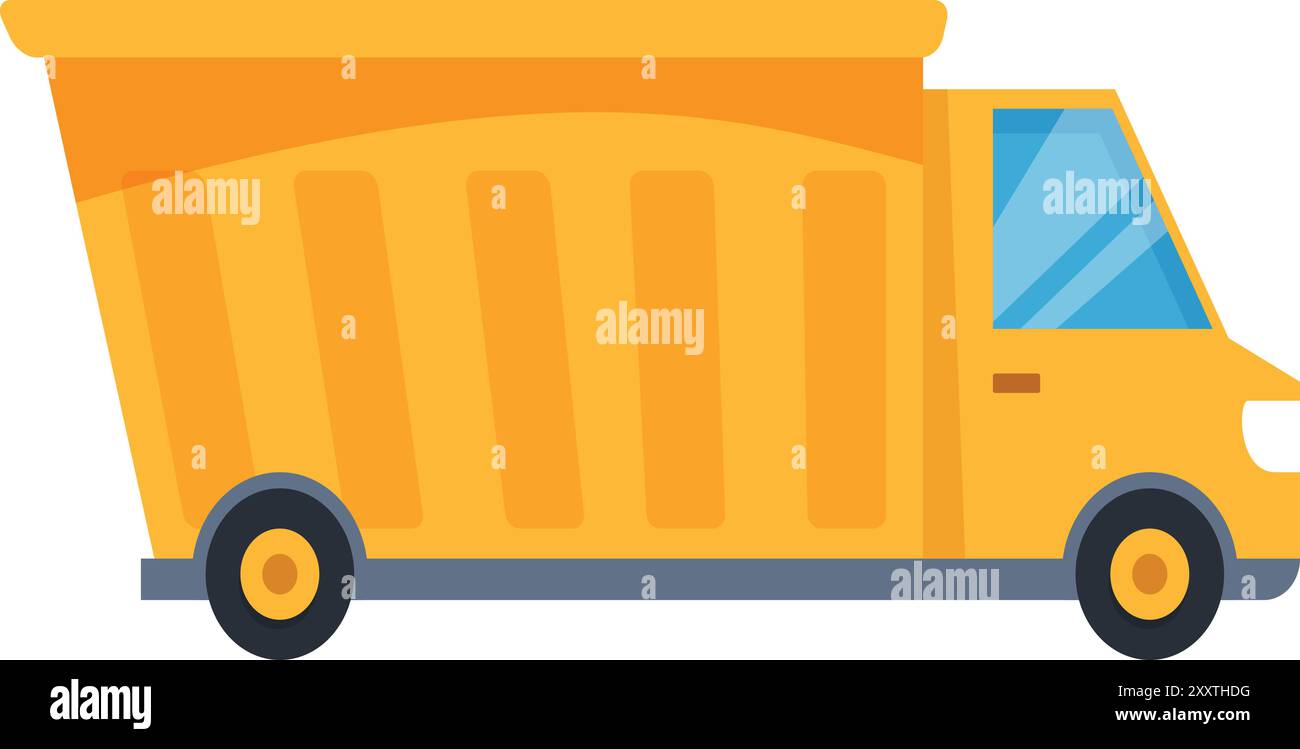 Yellow tipper truck is transporting building materials for construction ...