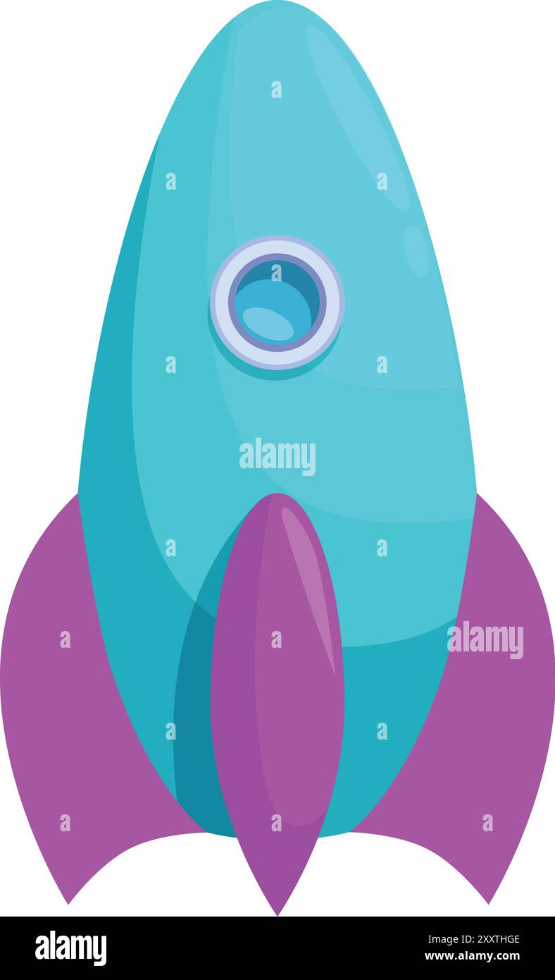 Cartoon rocket ship is flying upwards, perfect for themes of space ...