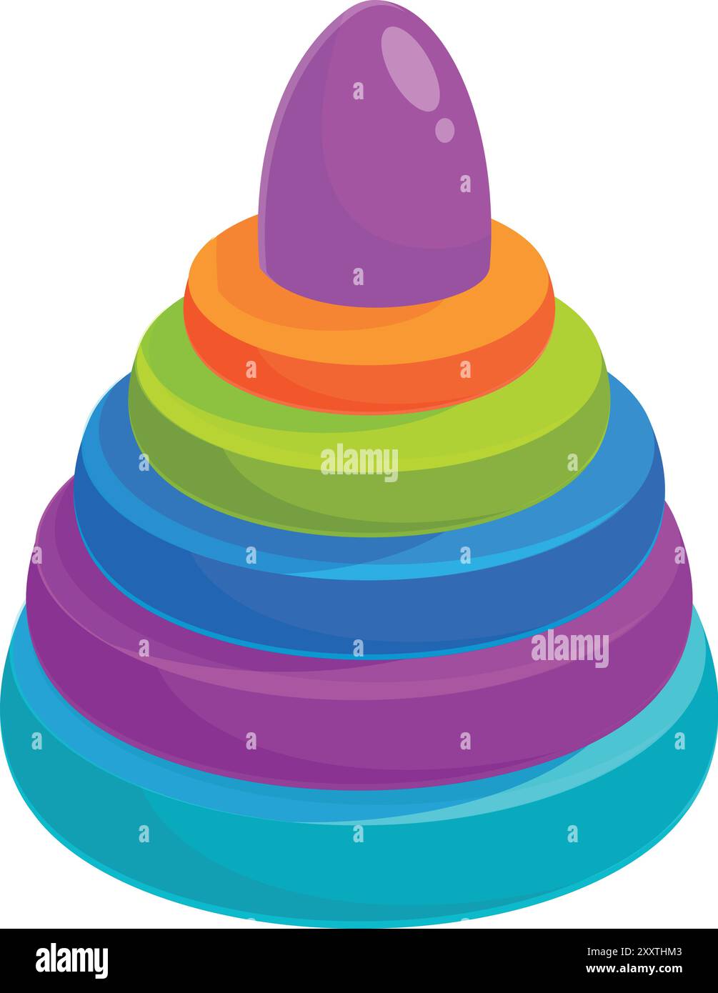 Colorful toy pyramid, made of stacking rings in different colors, is ...