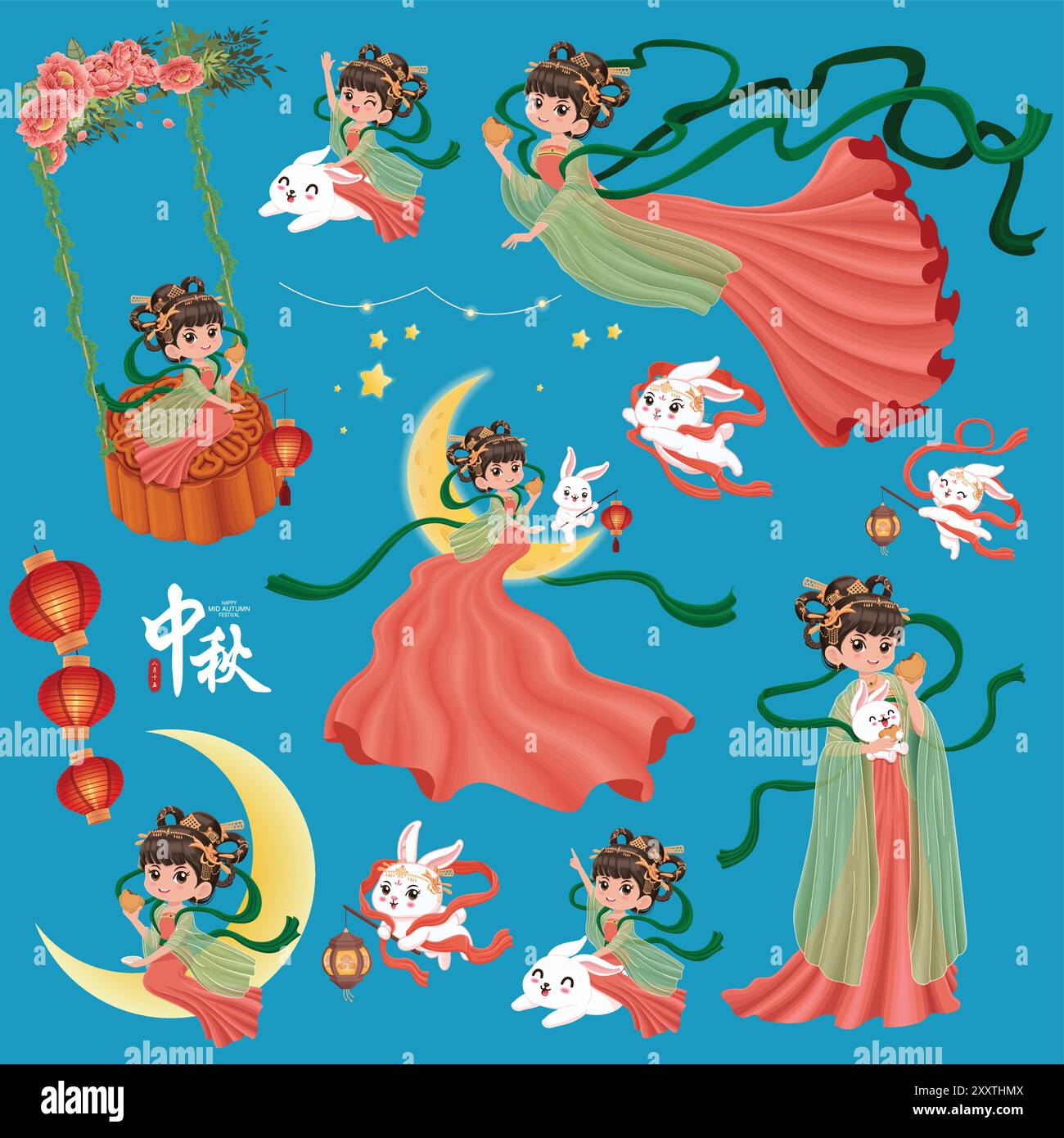 Vintage Mid Autumn Festival poster design Chinese Goddess of Moon ...