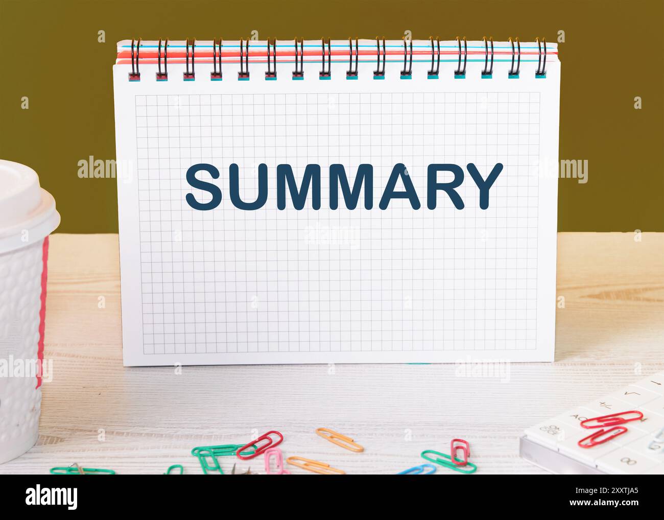 Conceptual summary word symbol. Copy space. Summary word written on a ...