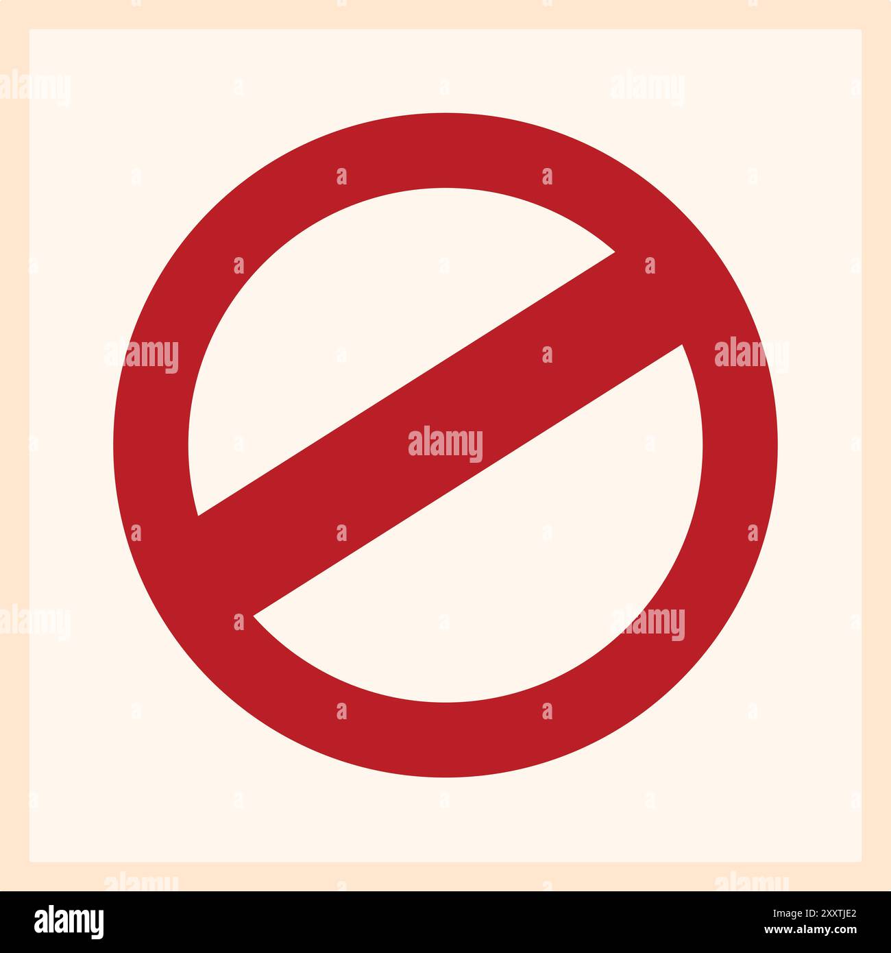 Red forbidden symbol with a diagonal line, indicating prohibition or restriction on a square ...