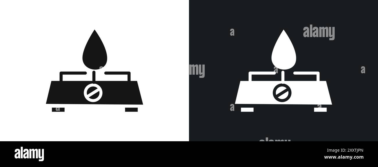 Burner Gas Stove icon linear vector graphics sign or symbol set for web ...