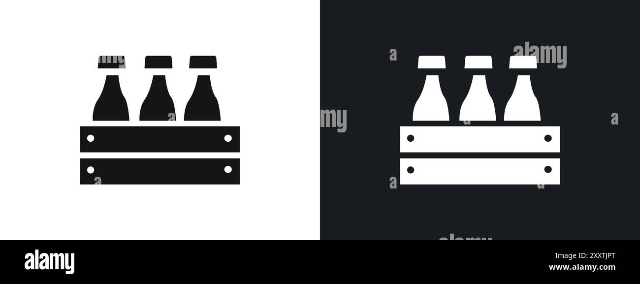 beer bottles in basket icon linear vector graphics sign or symbol set for web app ui Stock ...