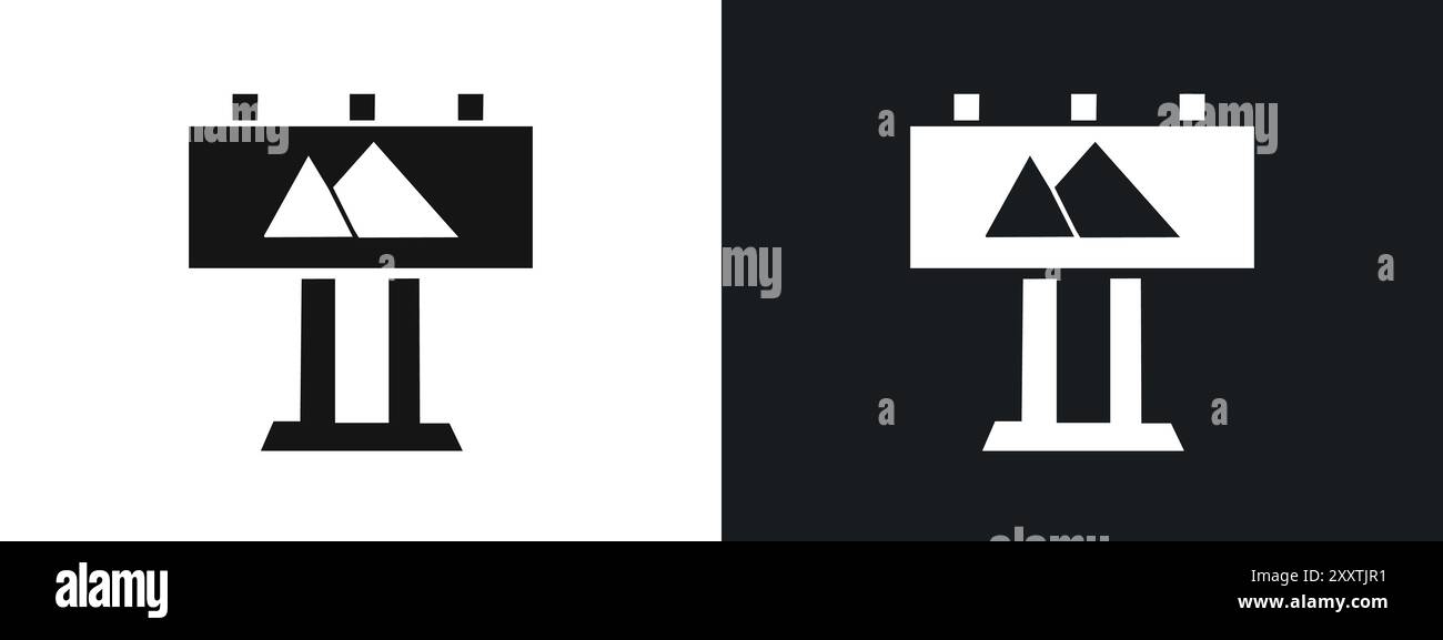 billboard ad promotion icon linear vector graphics sign or symbol set ...