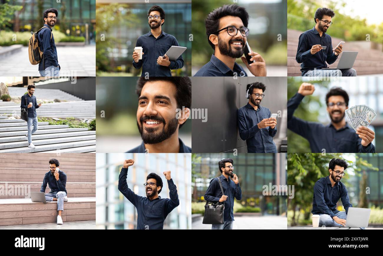 Man Enjoying Various Activities Outside in Urban Setting During Daytime ...
