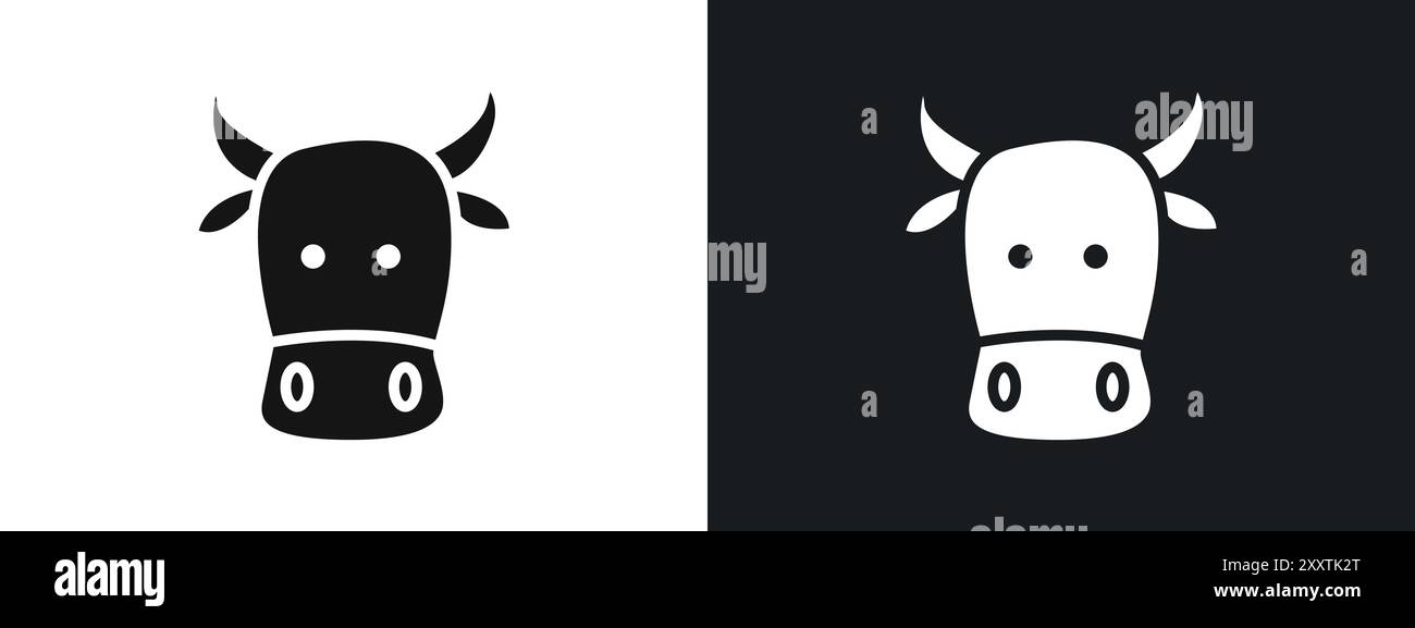 cow head icon linear vector graphics sign or symbol set for web app ui ...