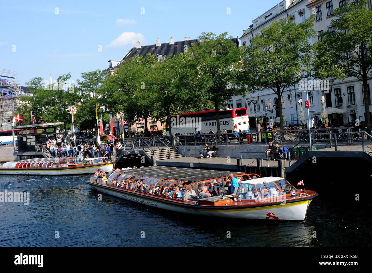 Copenhagen/ Denmark/26 August 2024/ Travelers boat ride canal tours ...