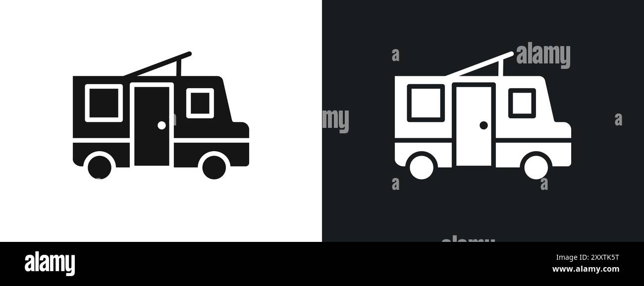 Camping Car Icon Linear Vector Graphics Sign Or Symbol Set For Web App Ui Stock Vector Image