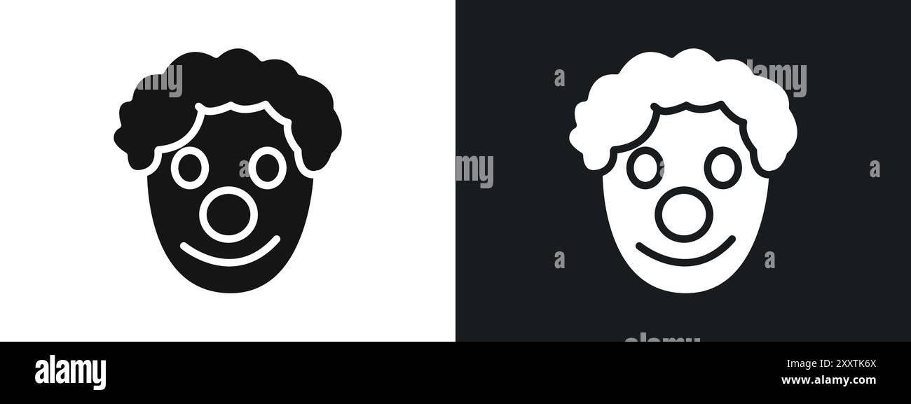 Clown head icon linear vector graphics sign or symbol set for web app ...