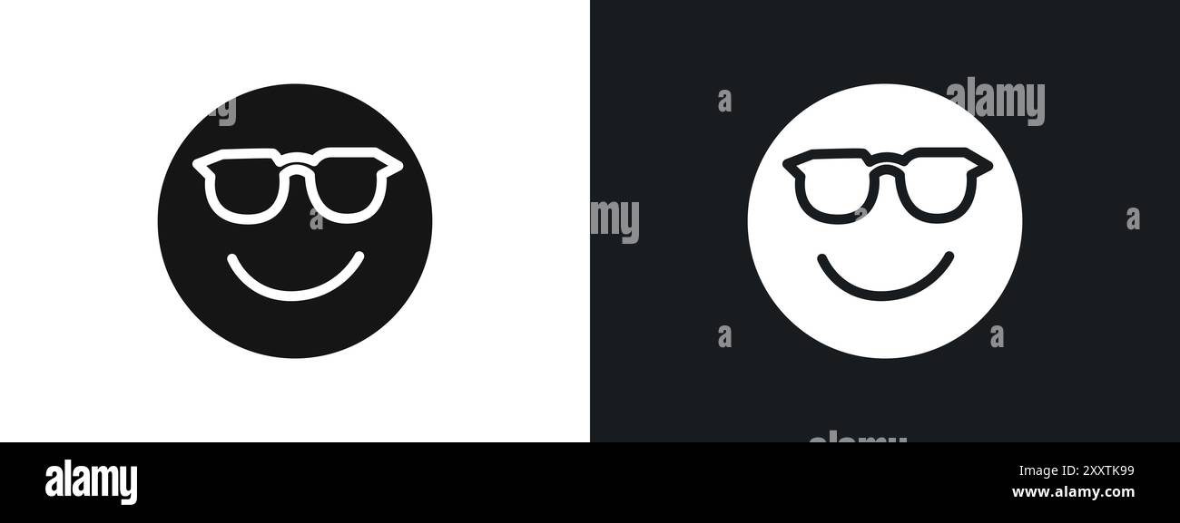 Cool Emoji Icon linear vector graphics sign or symbol set for web app ui Stock Vector Image ...