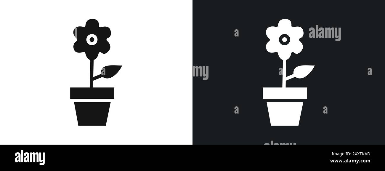 Flower in pot icon linear vector graphics sign or symbol set for web ...